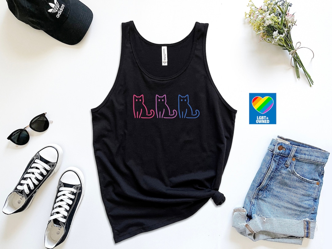 Bi Pride Tank Top, Subtle Bi Pride, Bisexual Shirt, Pride Cat, Bisexual ...