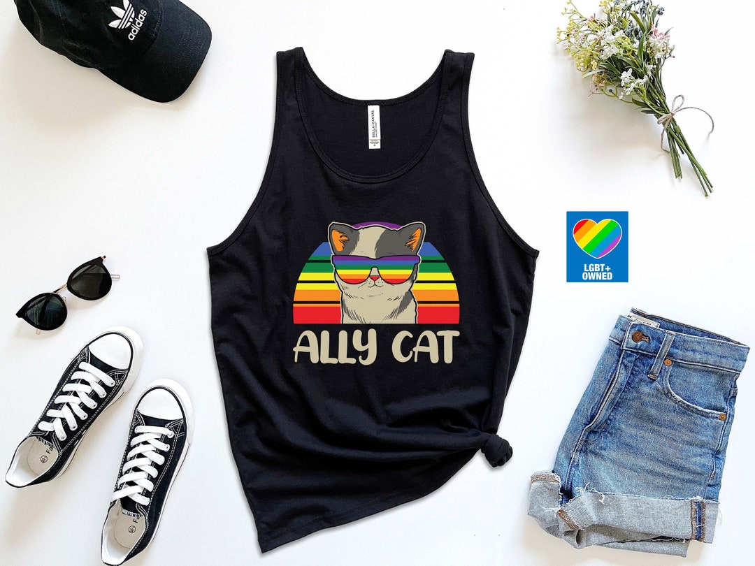 Ally Cat LGBTQ Ally Tank Top, Pride Cat, Pride Ally Shirt, LGBT Tank ...