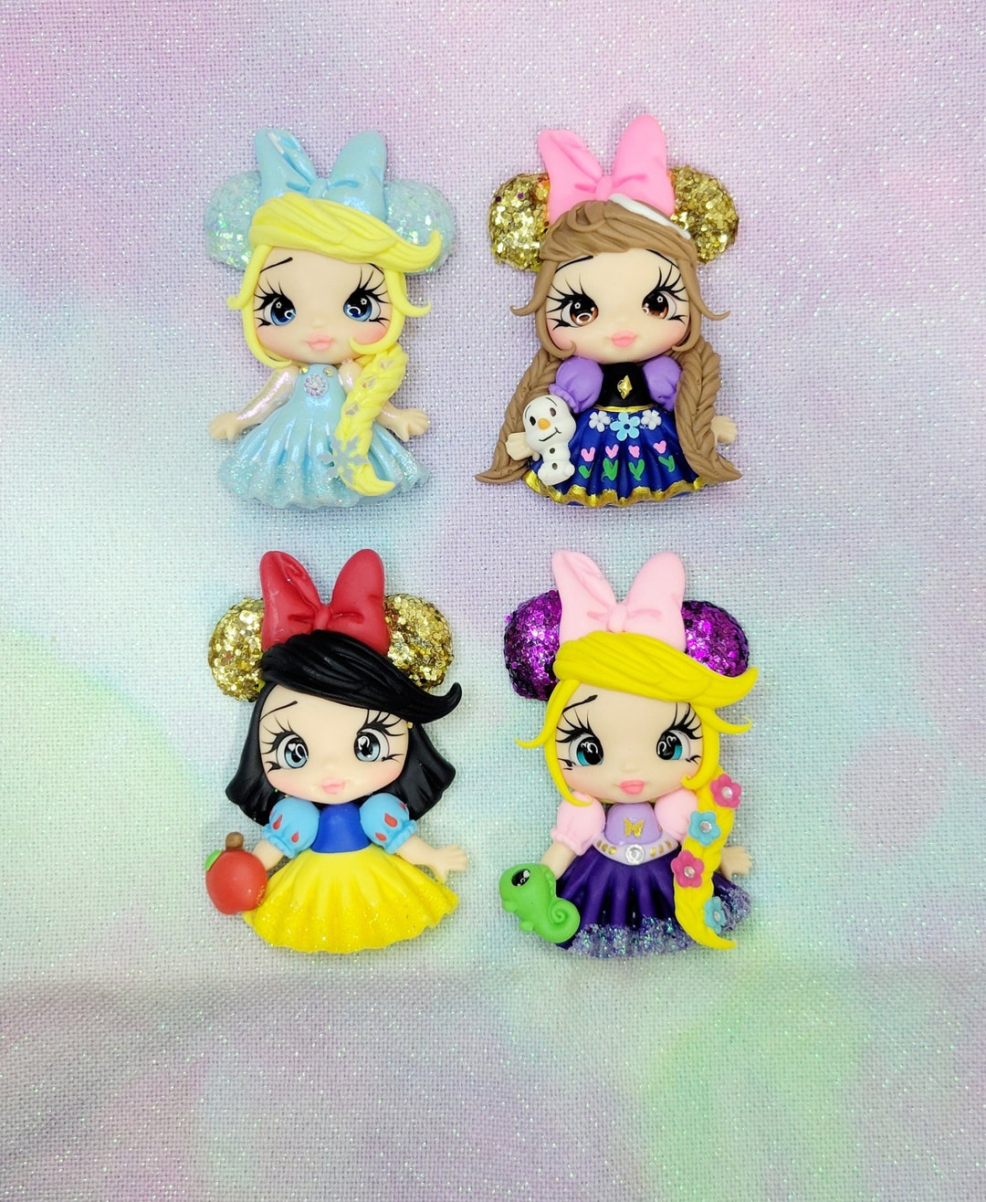 Princess Snow, Rapunzel, Elsa, Anna Badge Reel Holder / Needle Minder ...