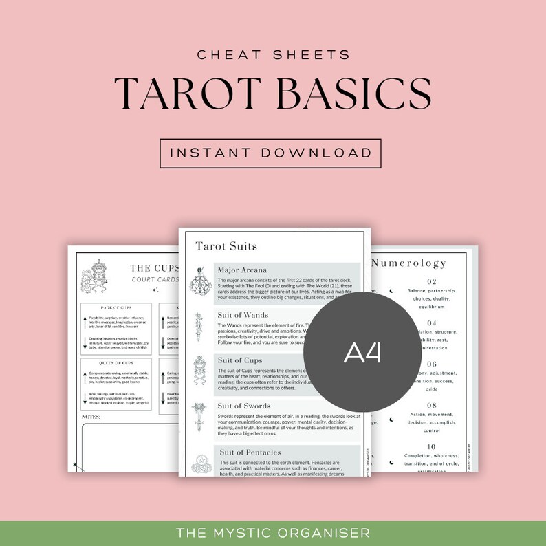 Tarot Cheat Sheets | the Basics | Numerology | Tarot Suits | Numerology | PDF - Etsy
