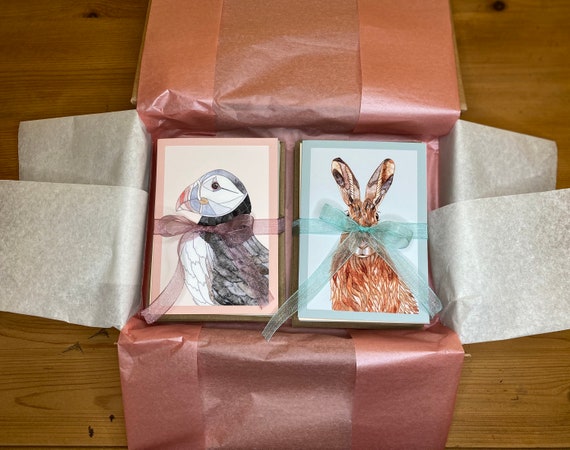 Gift Box of 20 Watercolour Animal Print Notelets - Etsy