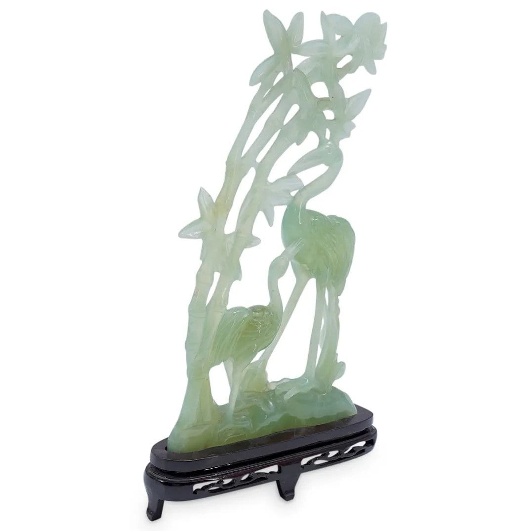 Chinese Original Serpentine Jade Crane Carving - Etsy