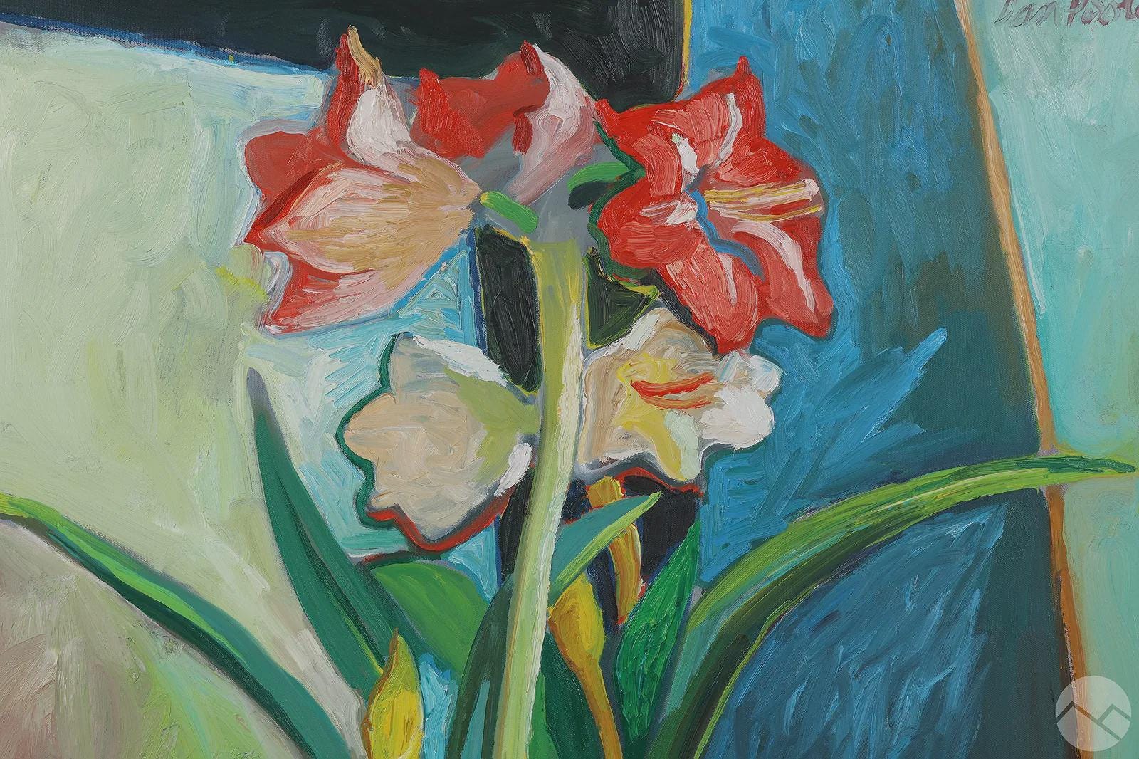 Dan Poole (1941-1923) Amaryllis Stuning Large Still Life Oil Painting ...