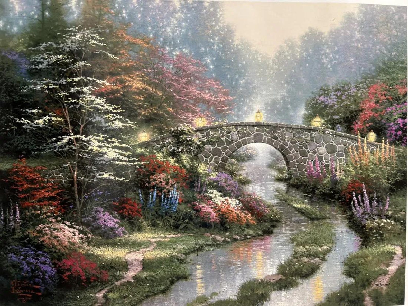Thomas Kinkade "sweetheart Gardens" Brookside Hideaway. Lithograph Hand ...