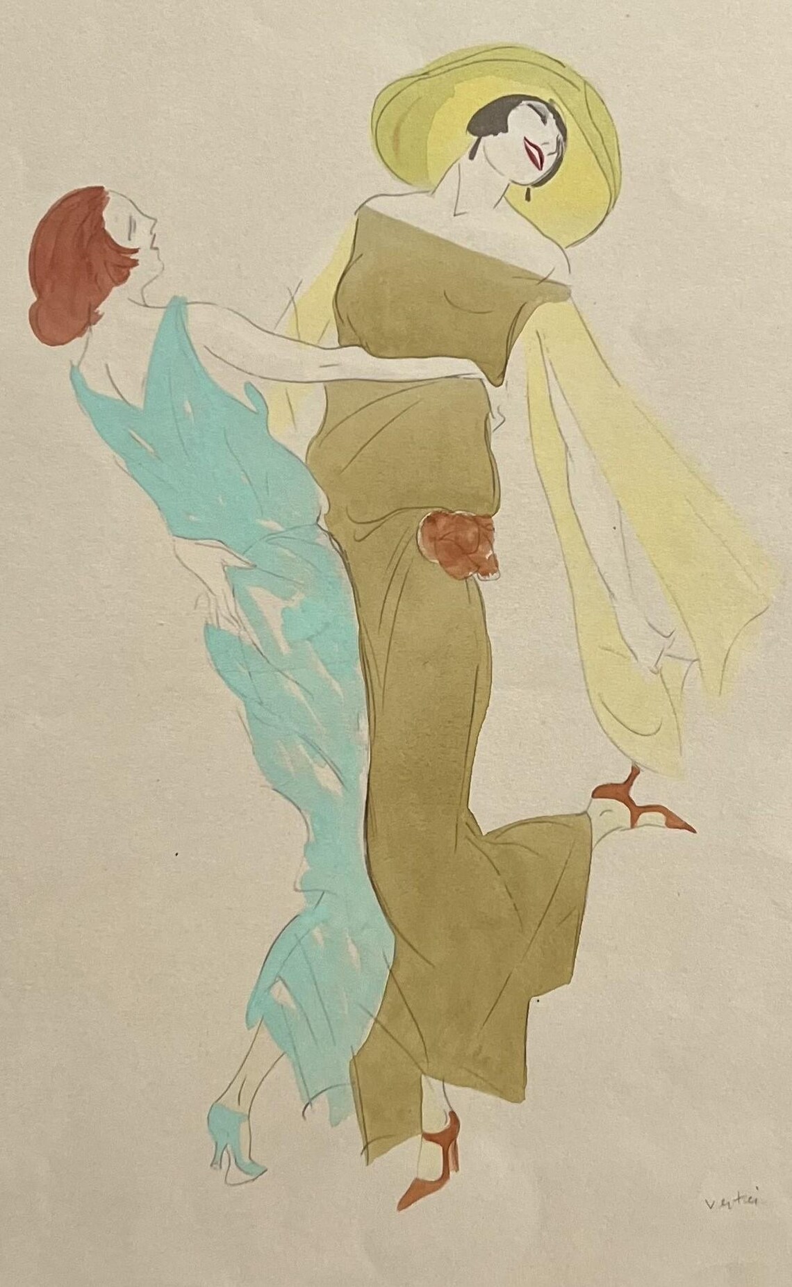Marcel Vertes(1895-1961)french Artist Original Watercolor on Paper ...