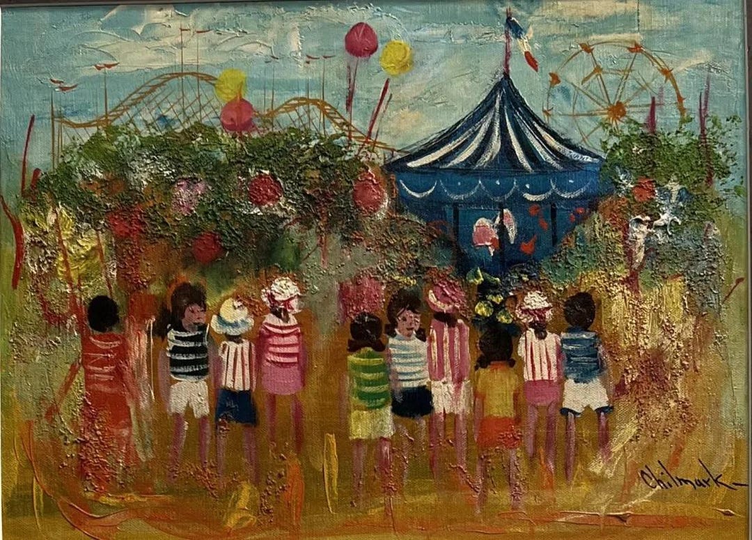 Impressionist Artist "chilmark" Oil on Canvas Painting Childern at ...
