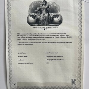 JANE WOOSTER SCOTT "candlelight Moonlight" Lithograph Deluxe Paper Hand ...