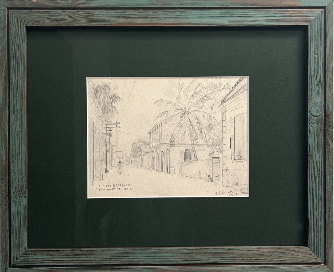Rare A.E. Backus Florida Sketch on Paper " Rue Des Religieus, Haiti ...