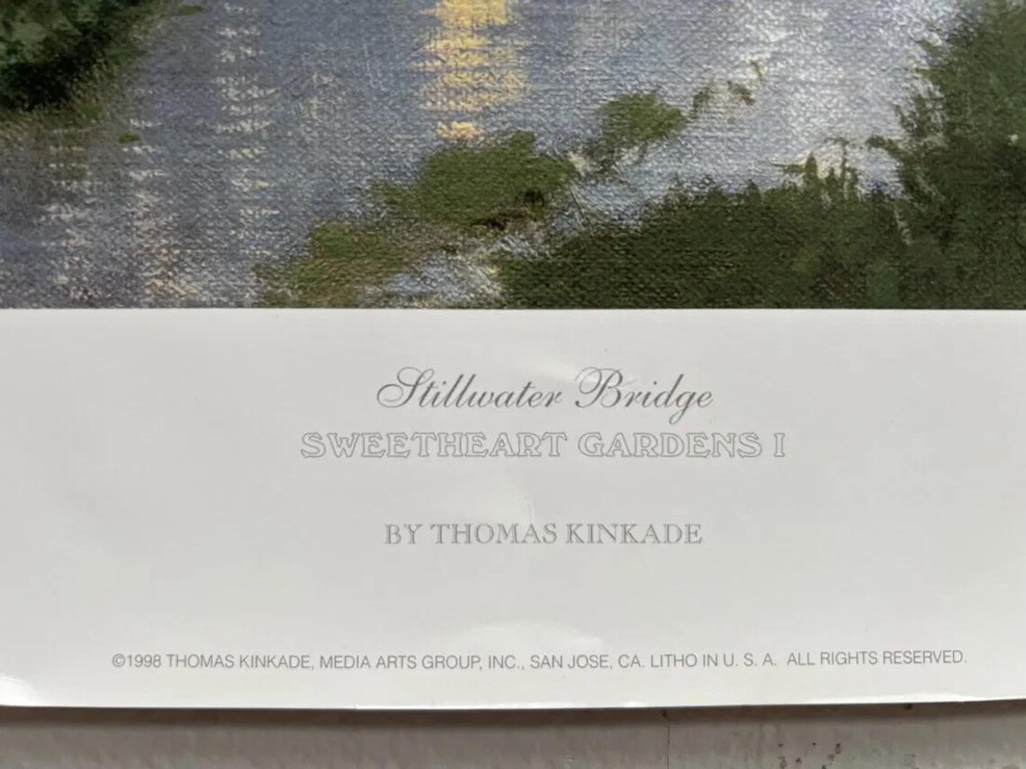 Thomas Kinkade "sweetheart Gardens" Brookside Hideaway. Lithograph Hand ...