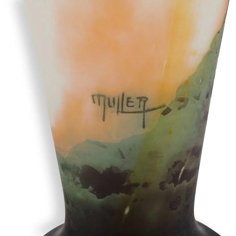 Muller Freres Cameo Glass Vase Decorated Stunning Art Glass Signed - Etsy
