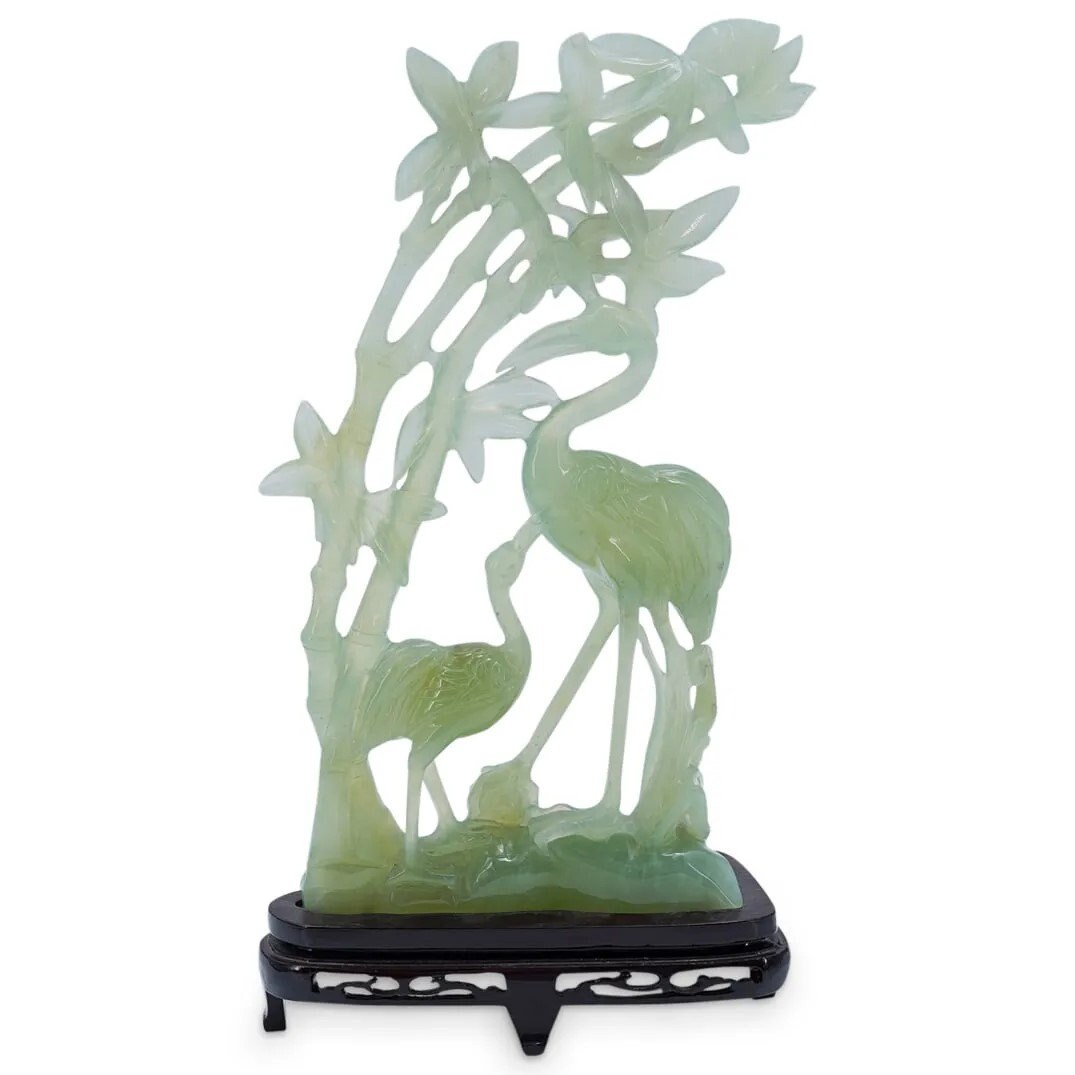 Chinese Original Serpentine Jade Crane Carving - Etsy
