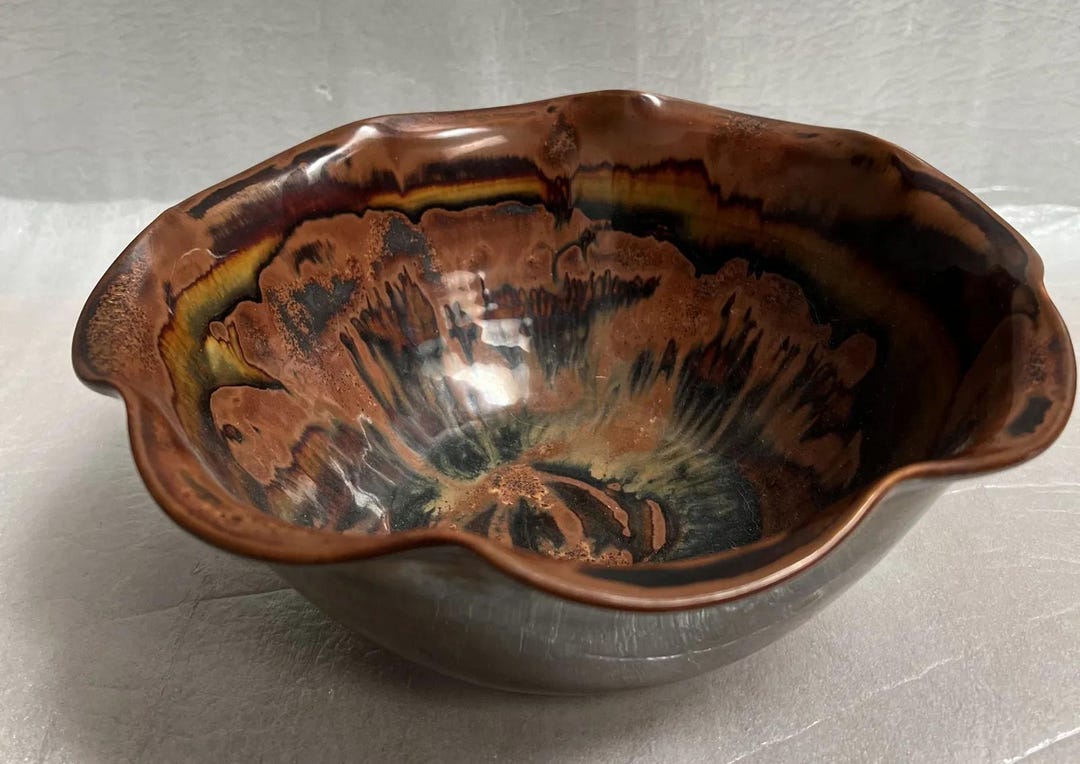 Large Edgecomb Pottery Brown Serving Bowl 9" W 4" T - Etsy