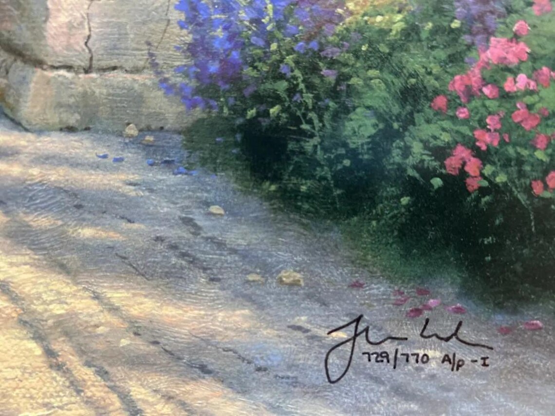 Thomas Kinkade "sweetheart Gardens" Brookside Hideaway. Lithograph Hand ...