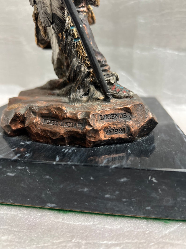 C.A. Pardell triumphant Bronze, Pewter & 24K Native American Statue - Etsy