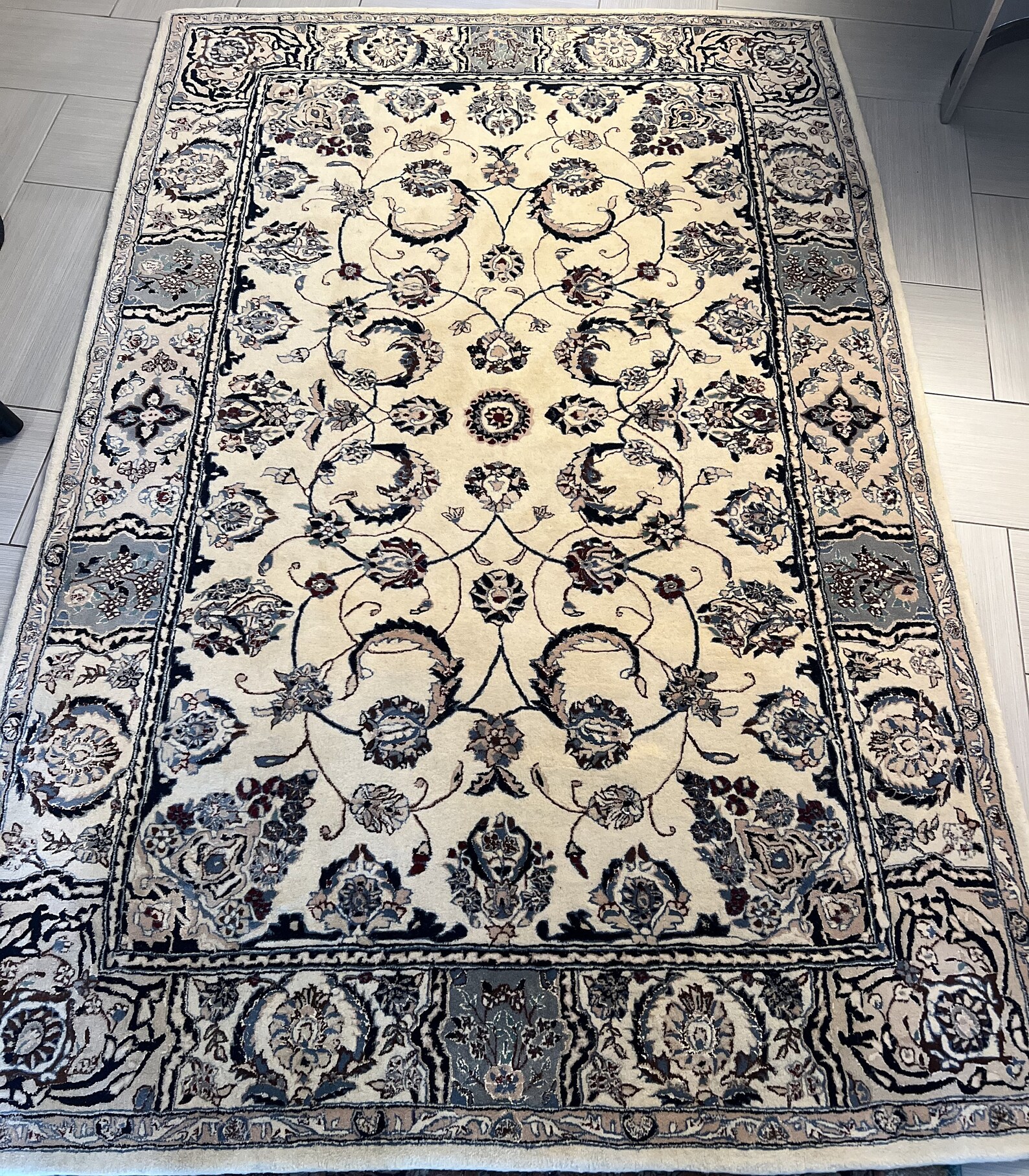 Middle Eastern Design 5x8 Nourison Carpet Handmade Vintage Wool / Silk ...