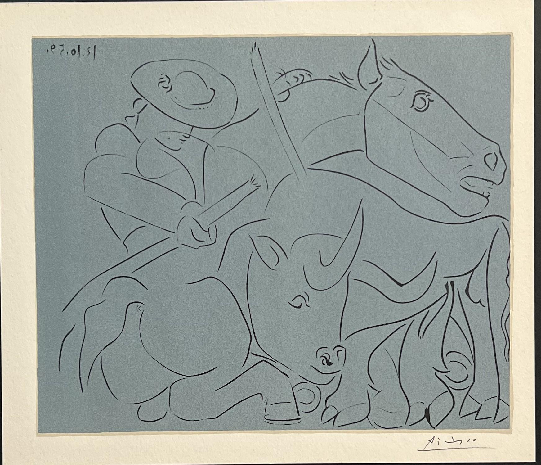 PABLO PICASSO (1881-1973) "the Broken Lance"original Linocut Pencil ...