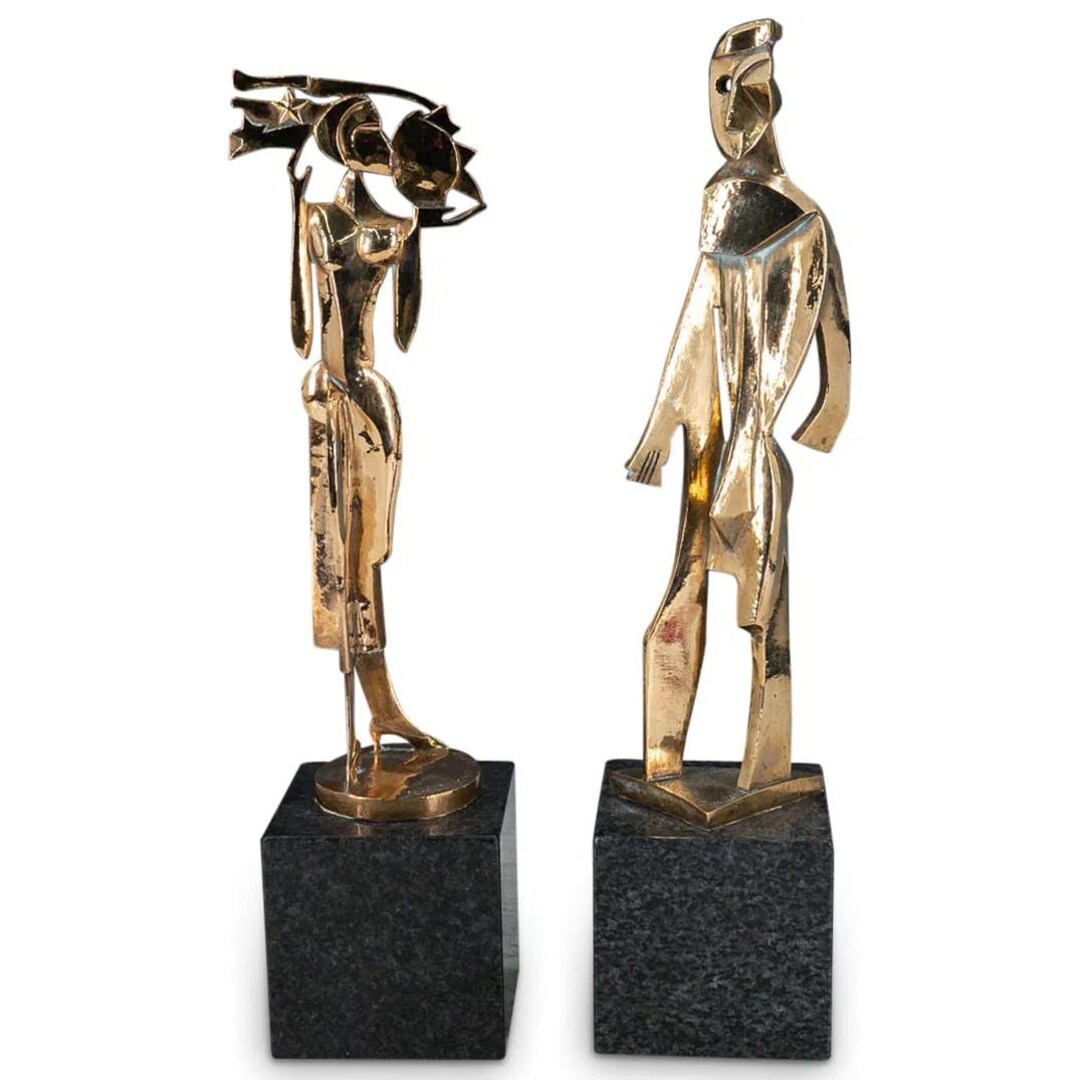 Pair of James Dewitt King (B 1941 American) Modernist Bronze Figural ...