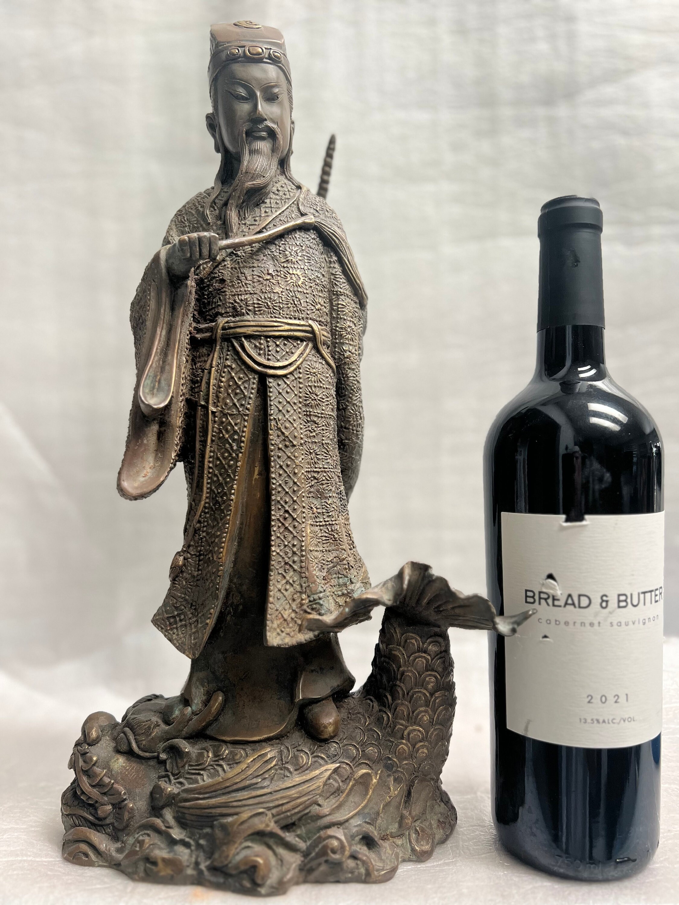Lost Wax Cast Bronze Statue of a Chinese Immortal God Figure Standing ...
