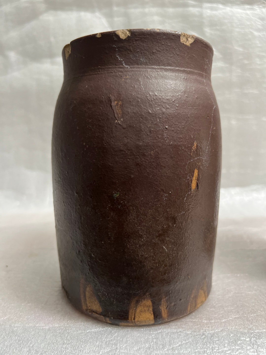 Vintage Southern Pottery Stoneware Crock Jar Storage Clay Brown ...