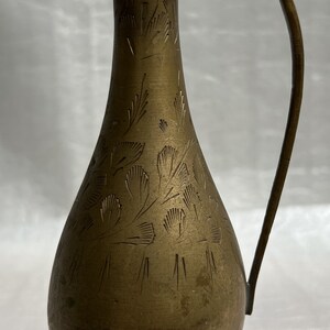 Vintage India Brass Water Pitcher Circa Early 20 C, Etched Elegant ...