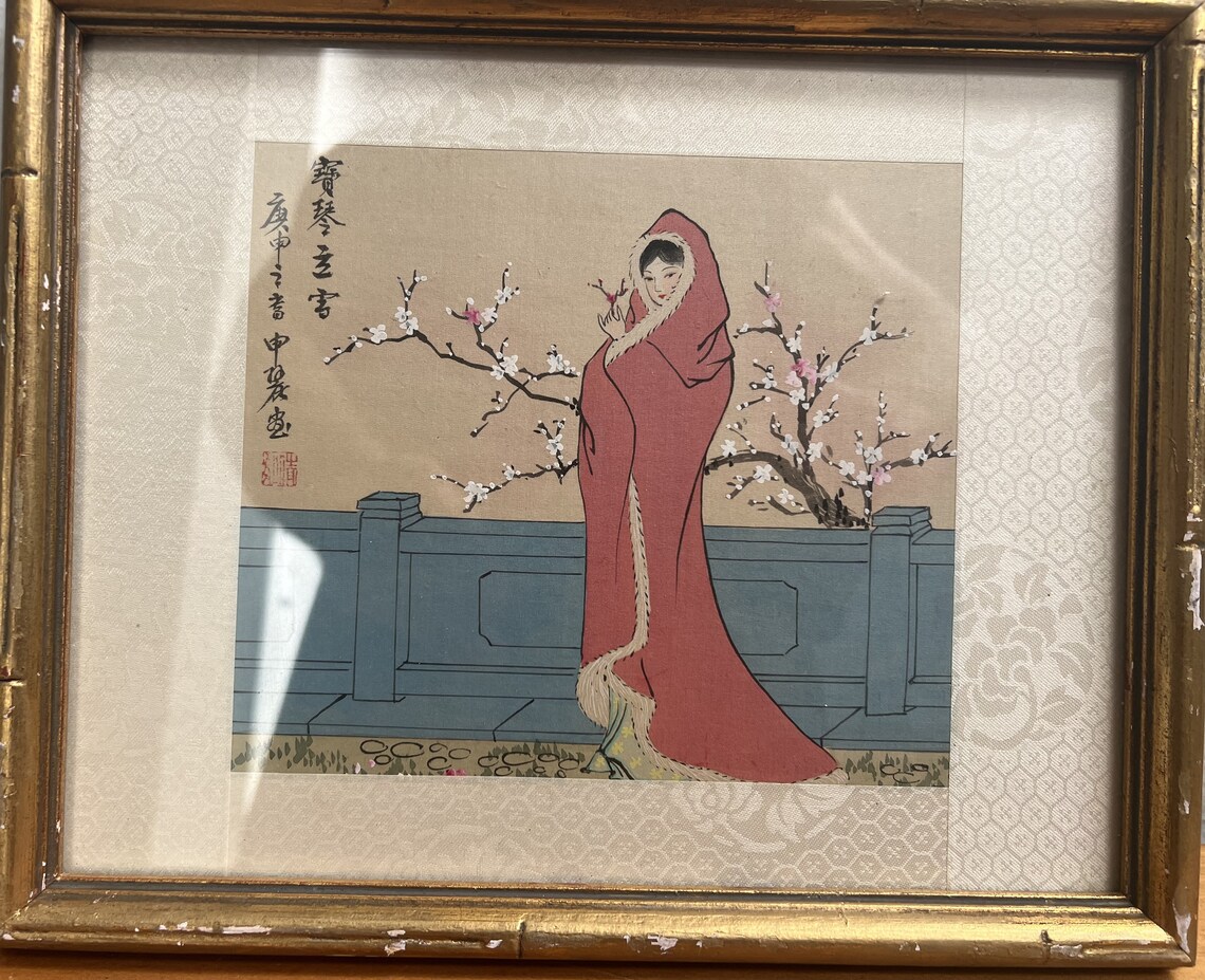 Early Japanese Watercolor on Silk Signed by the Artist - Etsy