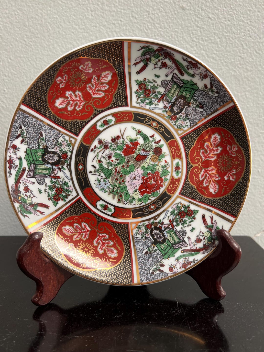 Vintage COCEMA Fes Moraccan Porcelain Taous (peacock) Salad Plates Set ...