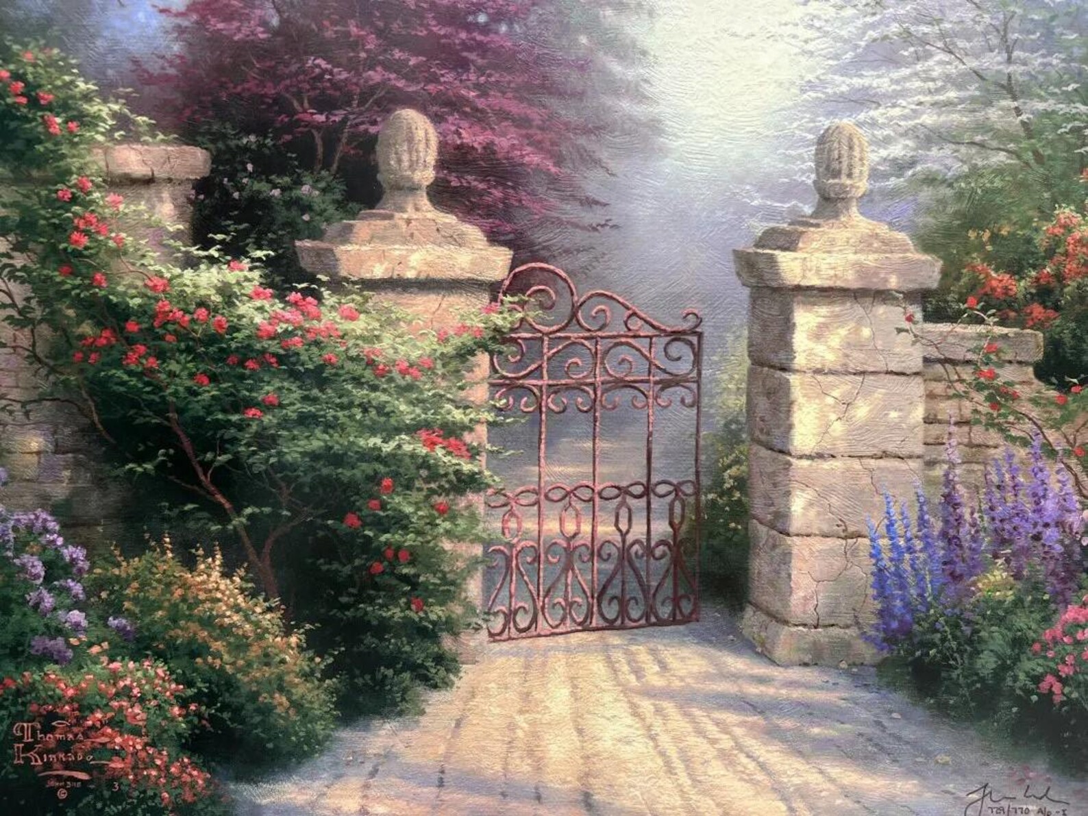 Thomas Kinkade "sweetheart Gardens" Brookside Hideaway. Lithograph Hand ...