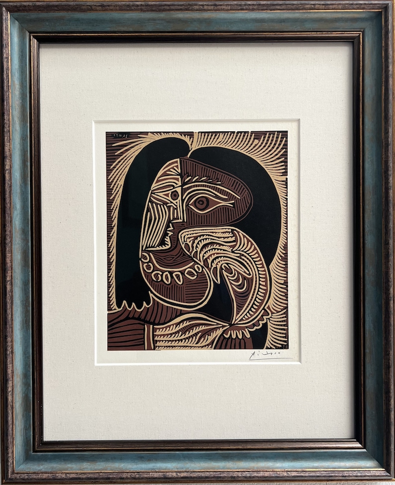 Pablo Picasso (fr 1881-1973) "female Head" Original Color Linocut Hand ...