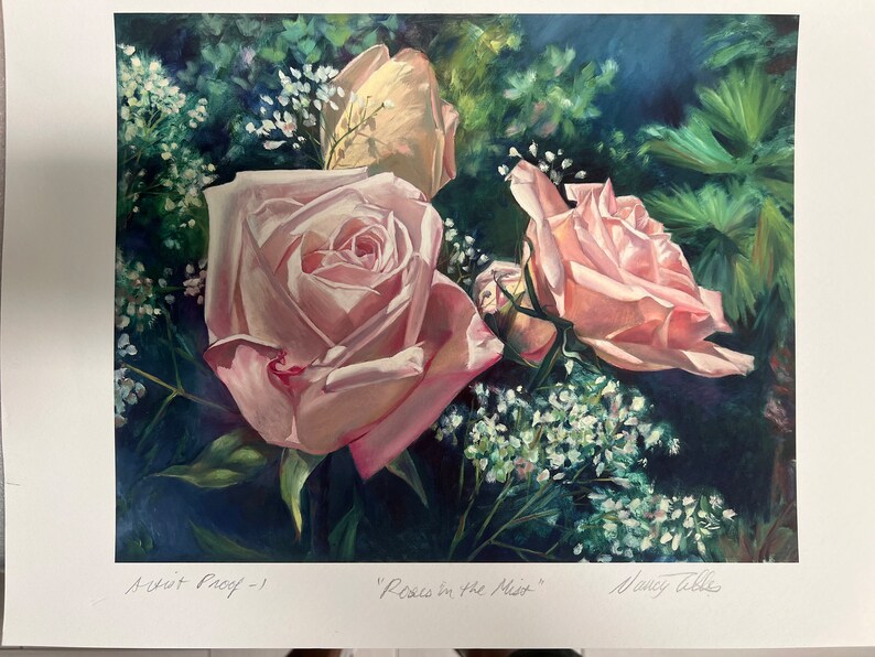 Nancy Tilles "roses in the Mist" Giclee Limited Edition Artist Proof W ...