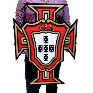Portugal National Football Team, FPF Logo 3D Wooden Sign, Medallion ...