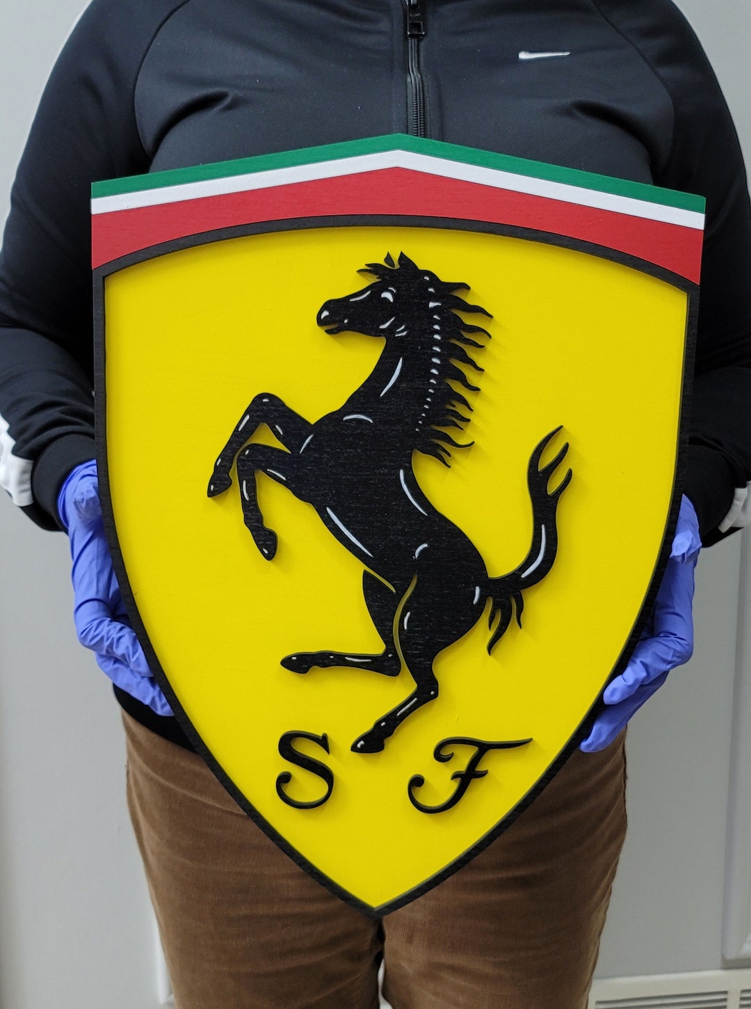 Ferrari Car Logo 3D Wooden Sign, Medallion Car Sign for Man Cave, Home ...