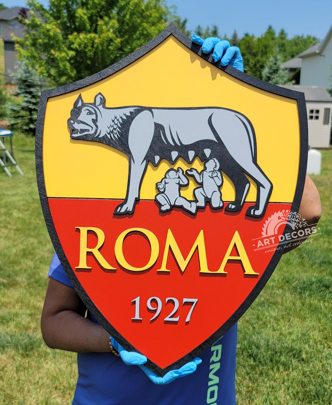 AS ROMA Football Club Logo 3D Wooden Sign, Medallion Sports Sign for ...