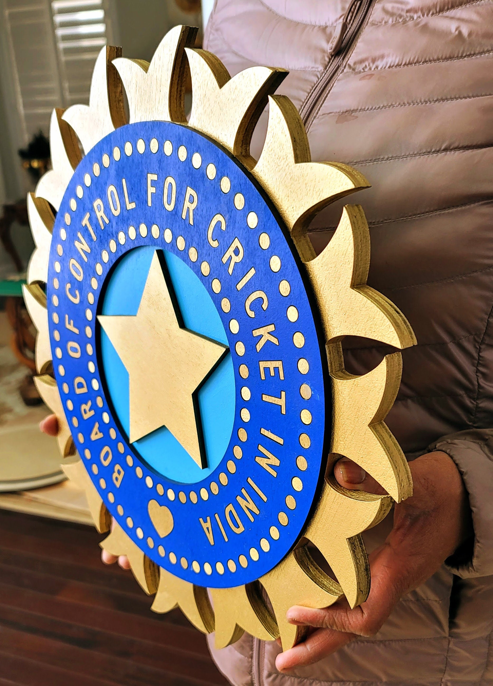 1636 BCCI Indian Cricket Logo 3D Wooden Sign - Etsy