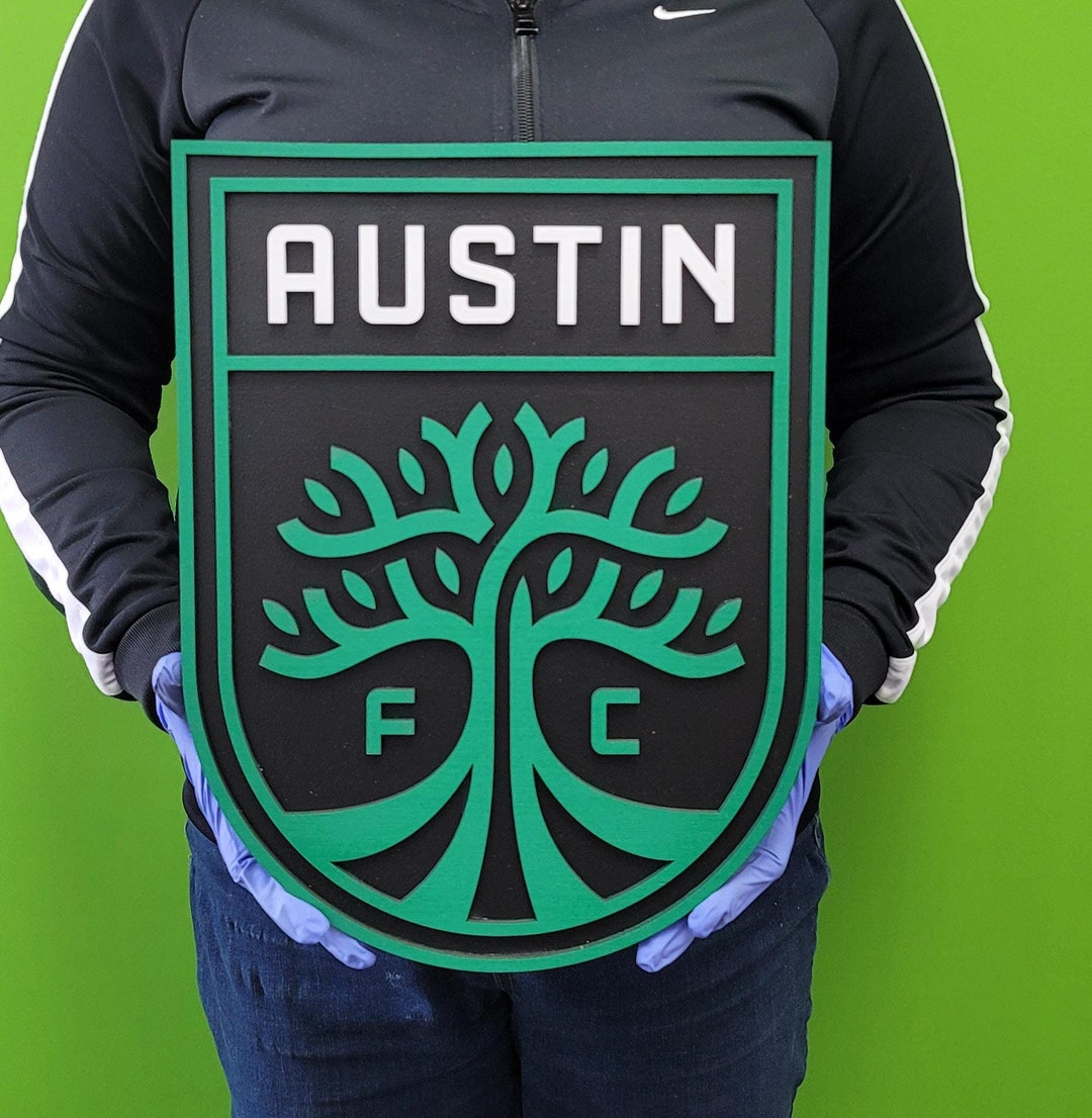 Austin FC Team Logo 3D Wooden Sign, Medallion Crest Sports Sign for Man ...