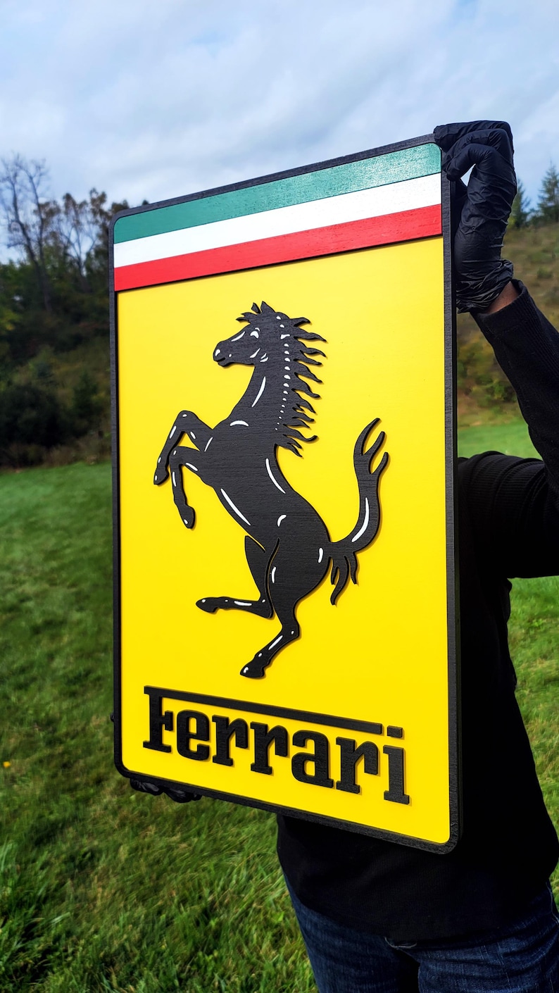 3D Ferrari Car Logo, Wooden Sign, Man Cave Decor - Etsy