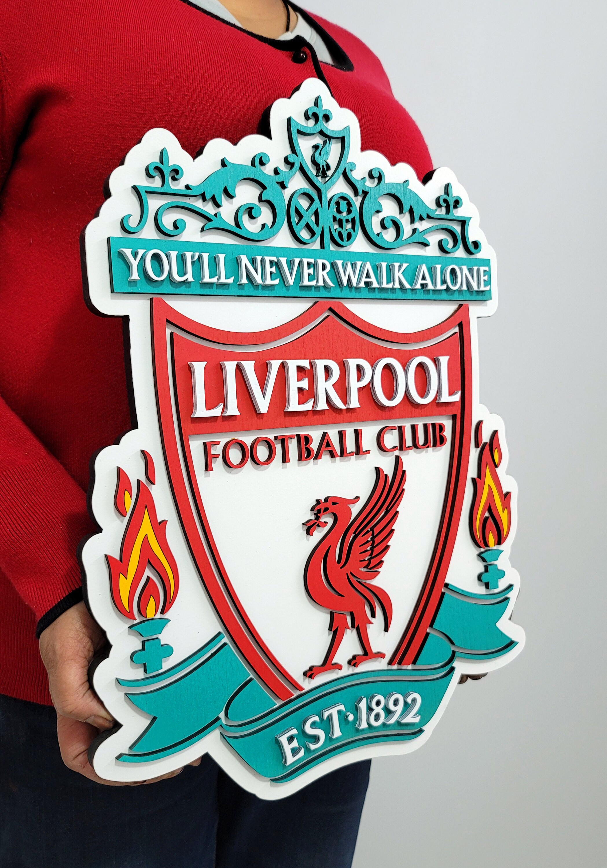 Liverpool F.C. Football Club Logo 3D Wooden Sign, Medallion Sports Sign ...