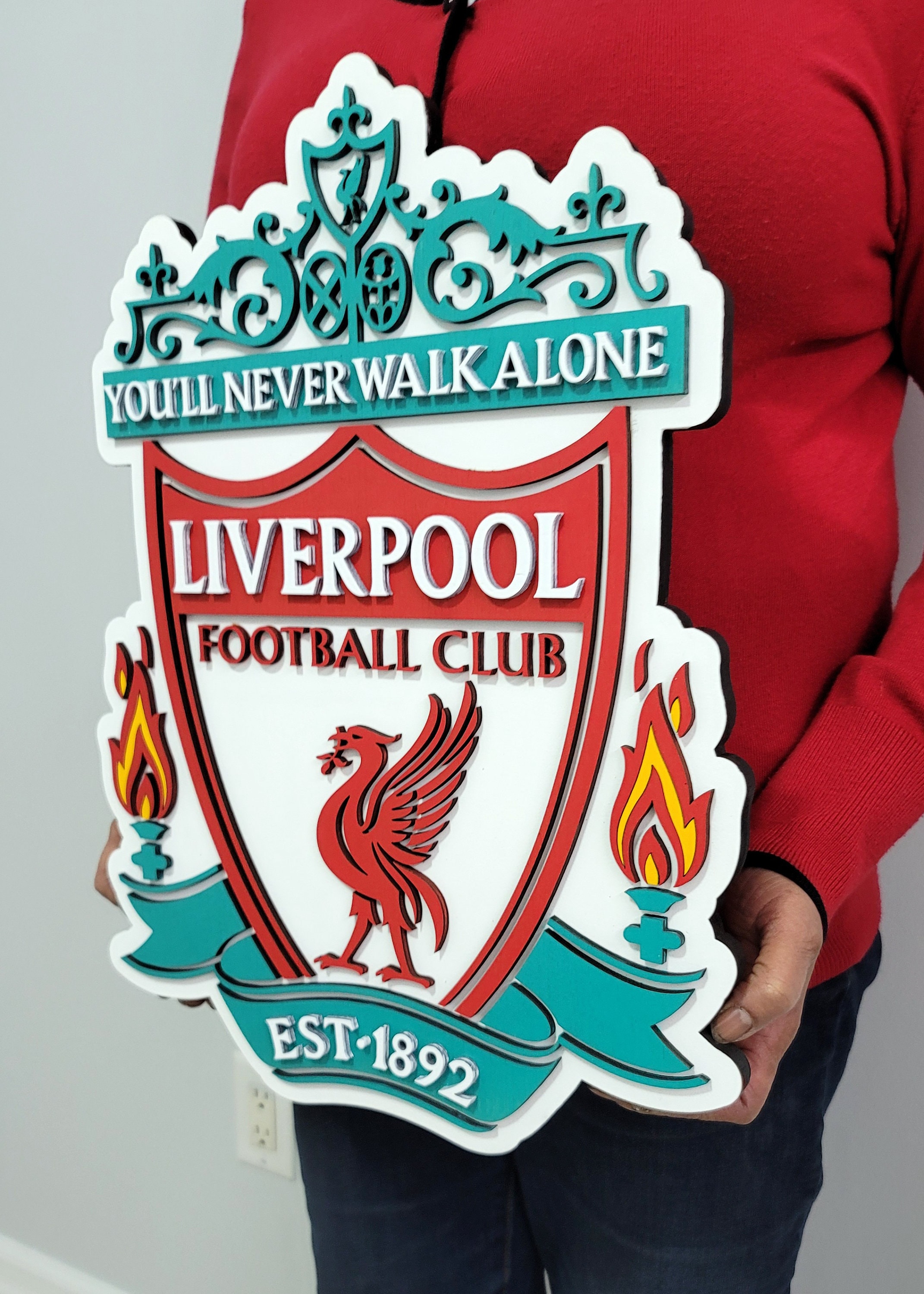 Liverpool F.C. 3D Wooden Sports Sign | Medallion Man Cave | Games Room ...