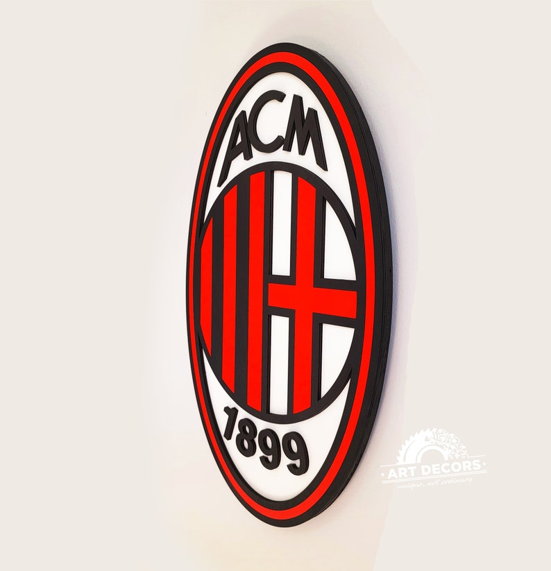AC Milan associazione Calcio Milan Logo 3D Wooden Sign - Etsy
