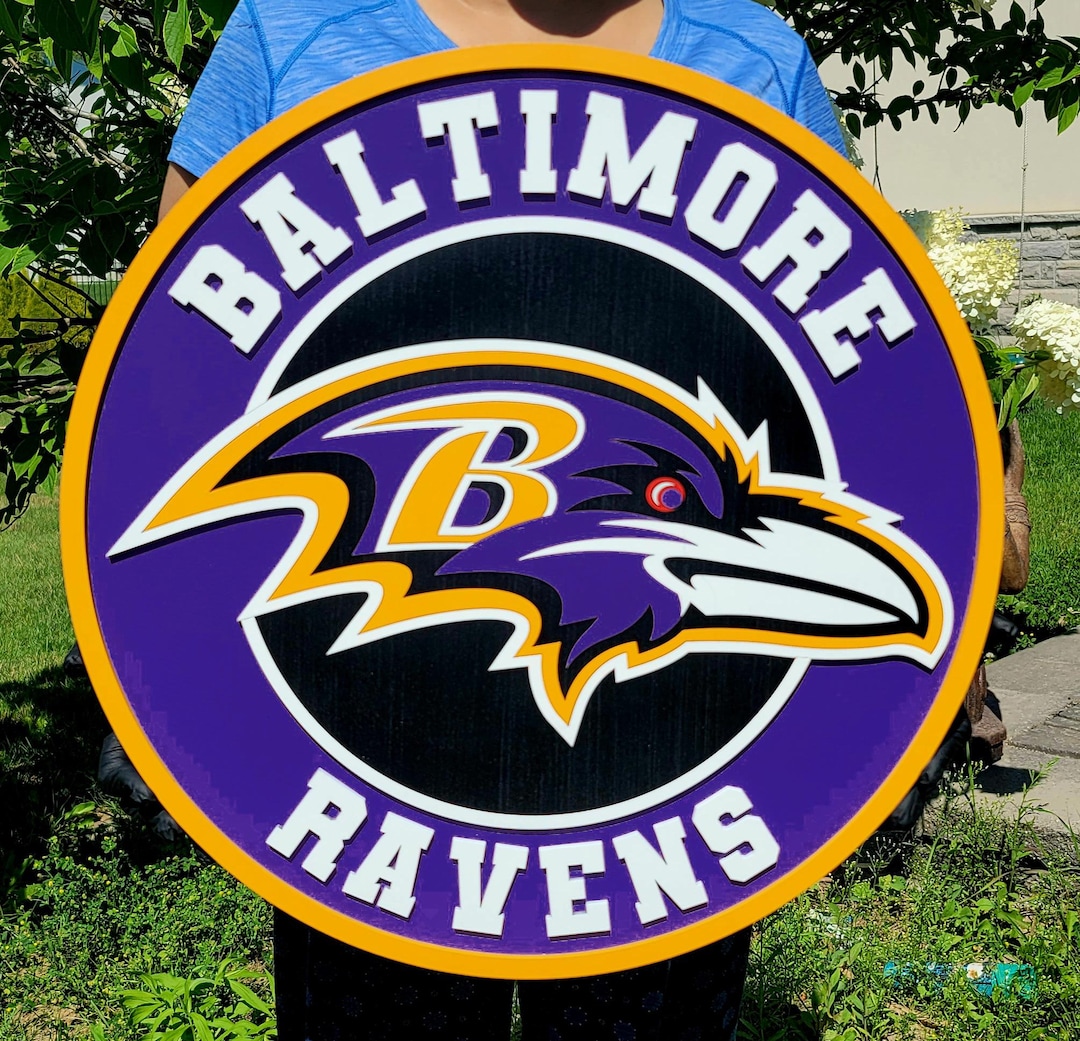 Baltimore Ravens Logo 3D Wooden Sign, Medallion, Sports Sign for Man ...