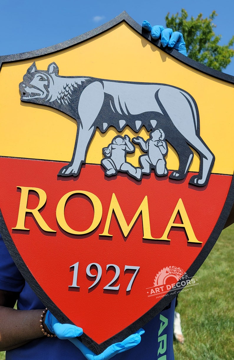 AS ROMA Football Club Logo 3D Wooden Sign Medallion Sports - Etsy