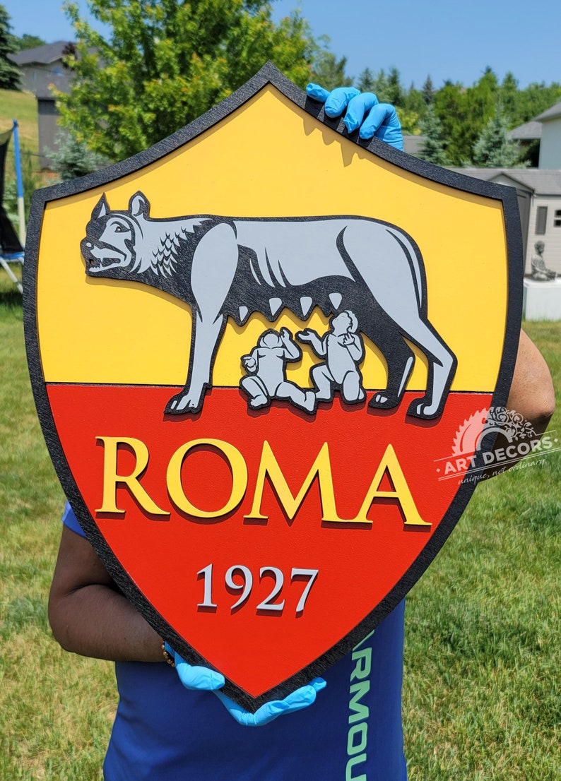 AS ROMA Football Club Logo 3D Wooden Sign Medallion Sports - Etsy