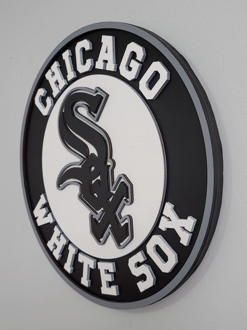 Chicago White Sox Logo 3D Wooden Sign, Medallion Sports Sign for Man ...