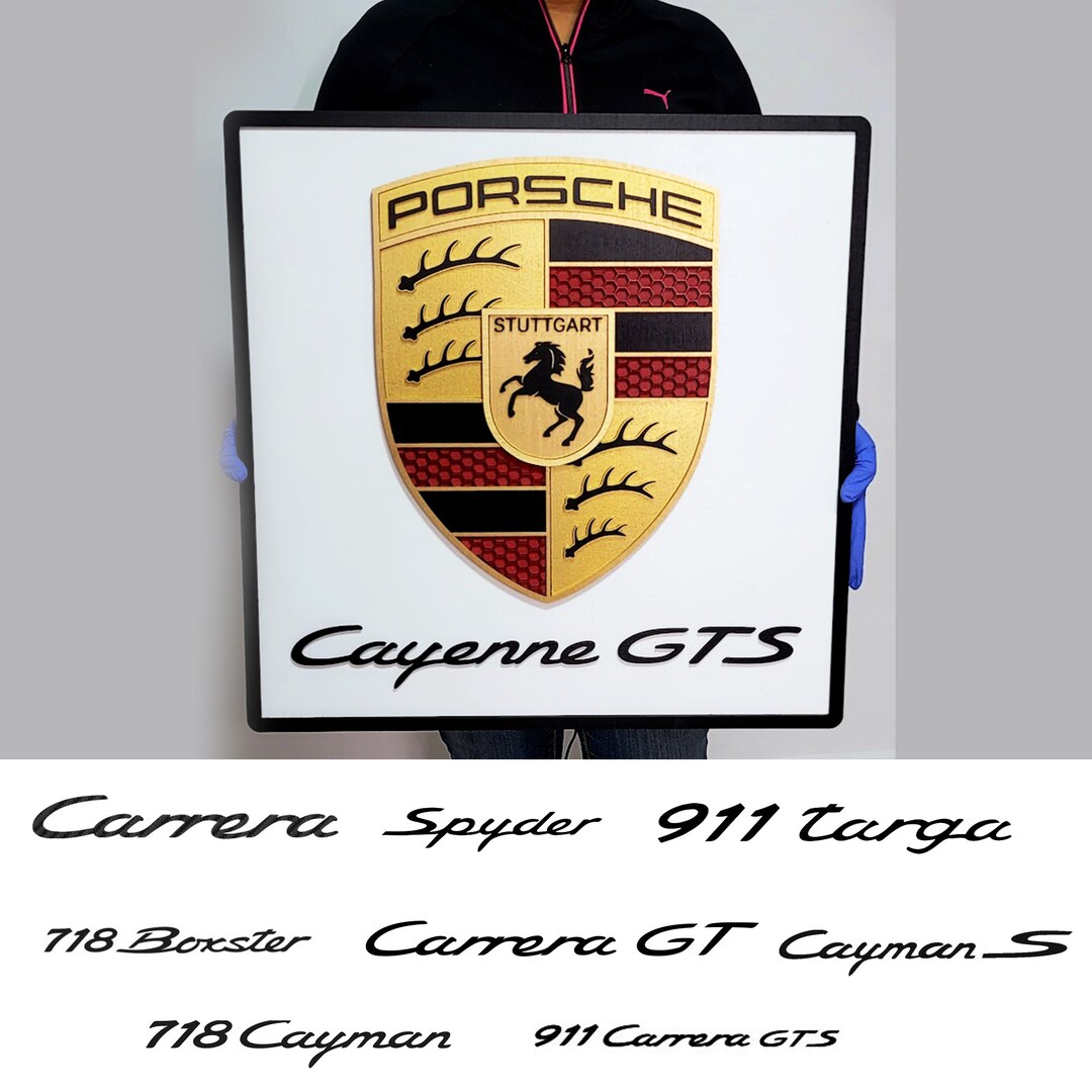 3D Porsche Car Wooden Logo Sign, Car Medallion, Man Cave Sign, Home ...