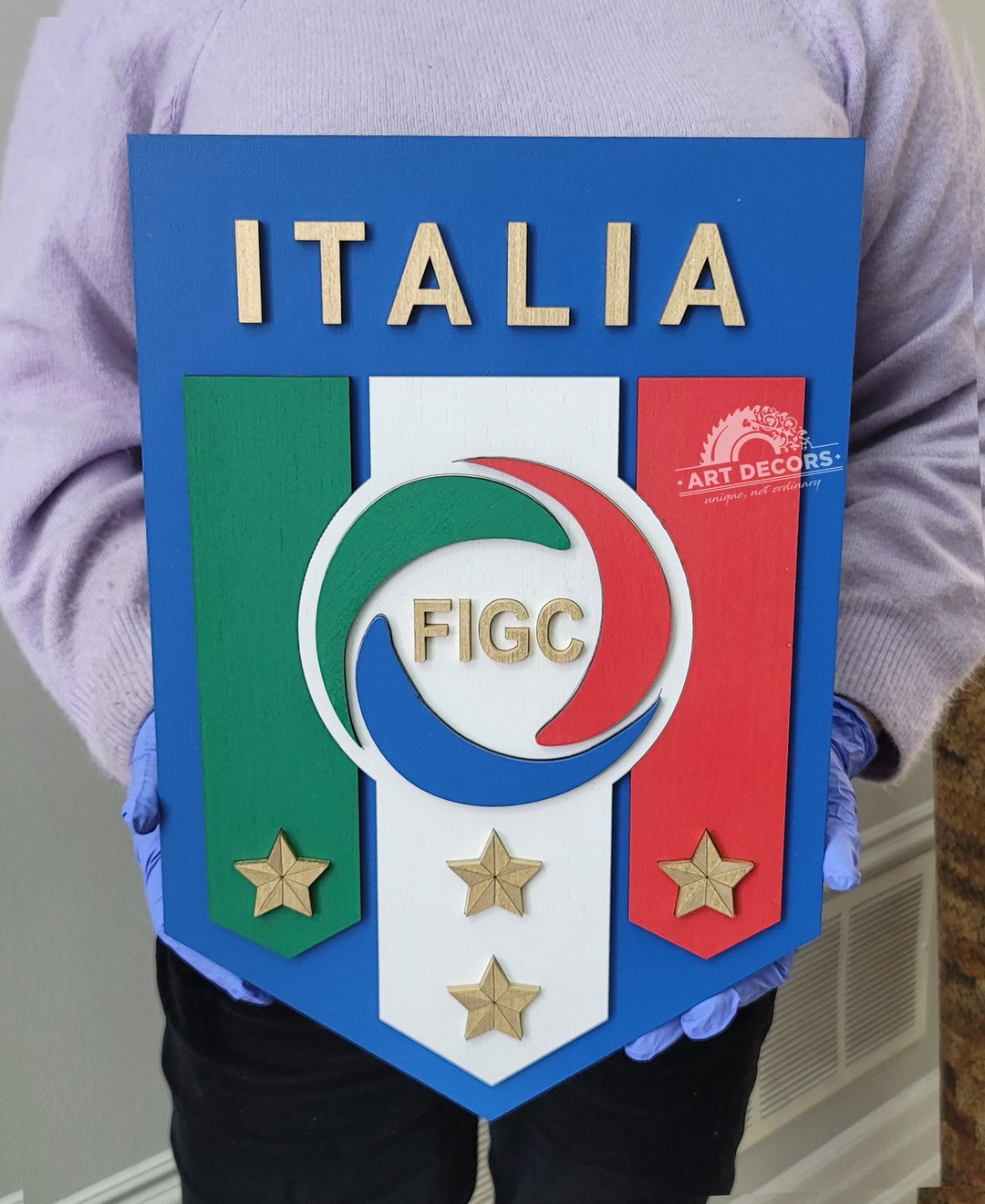 ITALIA Italy National Football Team Logo 3D Wooden Sign, Medallion ...