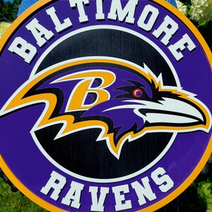 Baltimore Ravens Logo 3D Wooden Sign, Medallion, Sports Sign for Man ...