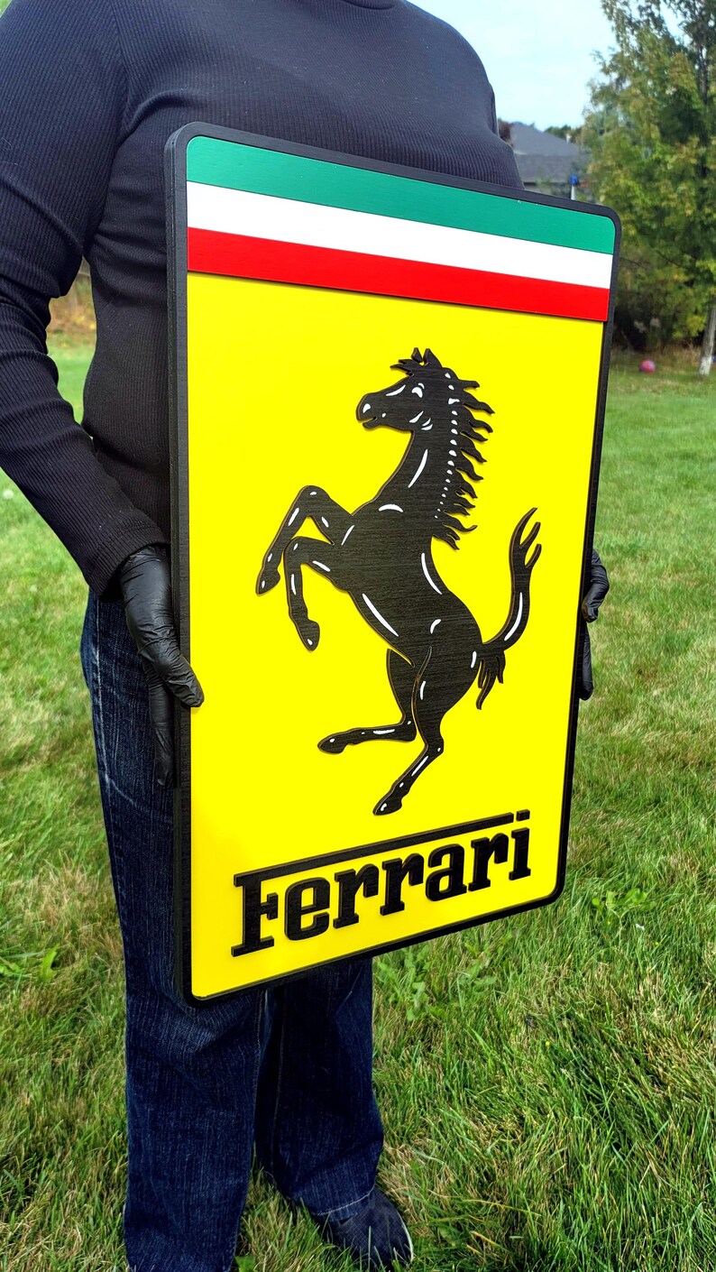 3D Ferrari Car Logo, Wooden Sign, Man Cave Decor - Etsy
