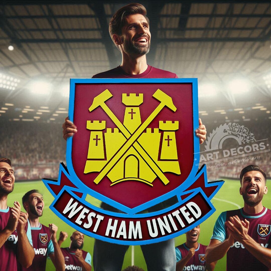 West Ham United F.C. Logo 3D Wooden Sign Plaque, Medallion Sports Sign ...
