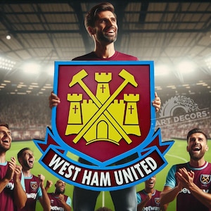 West Ham United F.C. Logo 3D Wooden Sign Plaque, Medallion Sports Sign ...