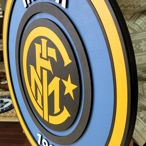 Inter Milan Football Team Logo 3D Wooden Sign, Medallion Sports Sign ...