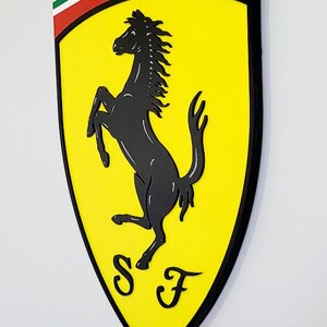 Ferrari Car Logo 3D Wooden Sign, Medallion Car Sign for Man Cave, Home ...